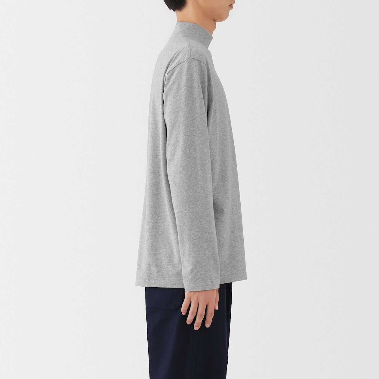 Buy MUJI Men's Brushed Jersey High Neck Long Sleeve T-Shirt