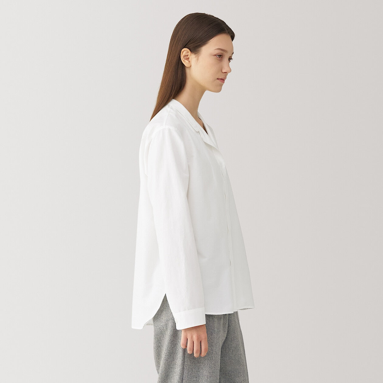 Buy MUJI Women's Labo Silk Blended Open Collar Shirt