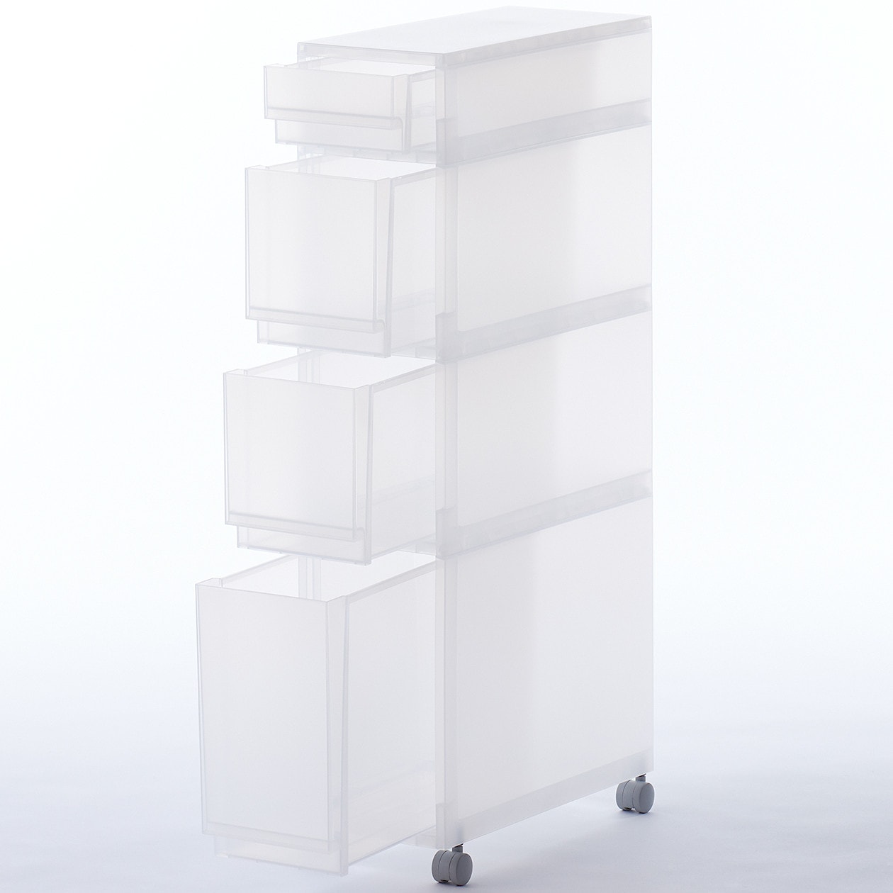 Buy MUJI Polypropylene Multisize Shelf with Caster (4 Tier)